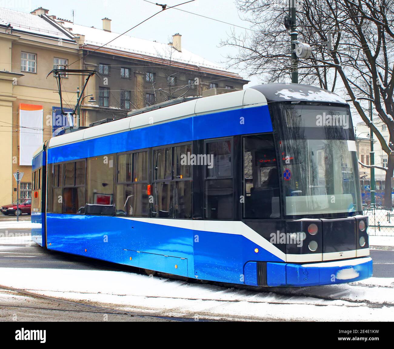 Modern tram in Krakow, Poland Stock Photo - Alamy
