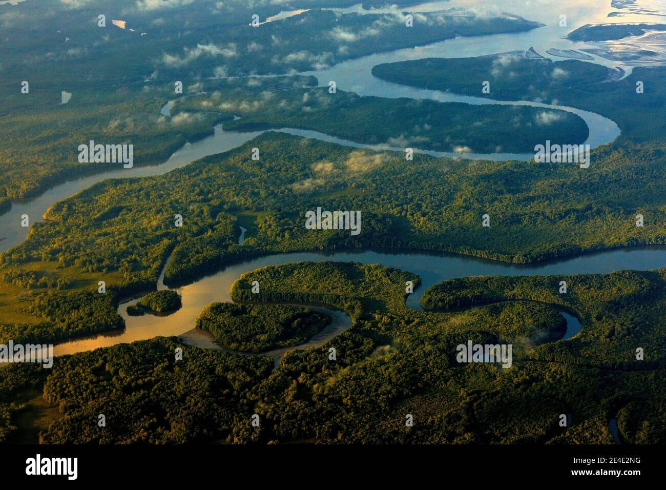 River in tropic Costa Rica, Corcovado NP. Lakes and rivers, view from ...