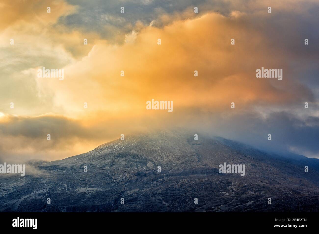 Nevado del Ruiz Volcano eruption, Colombia, high Andes mountains of the ...