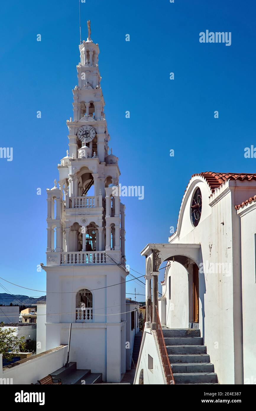 Bell Tower Orthodox Church on the island of Rhodes in Greece Stock ...