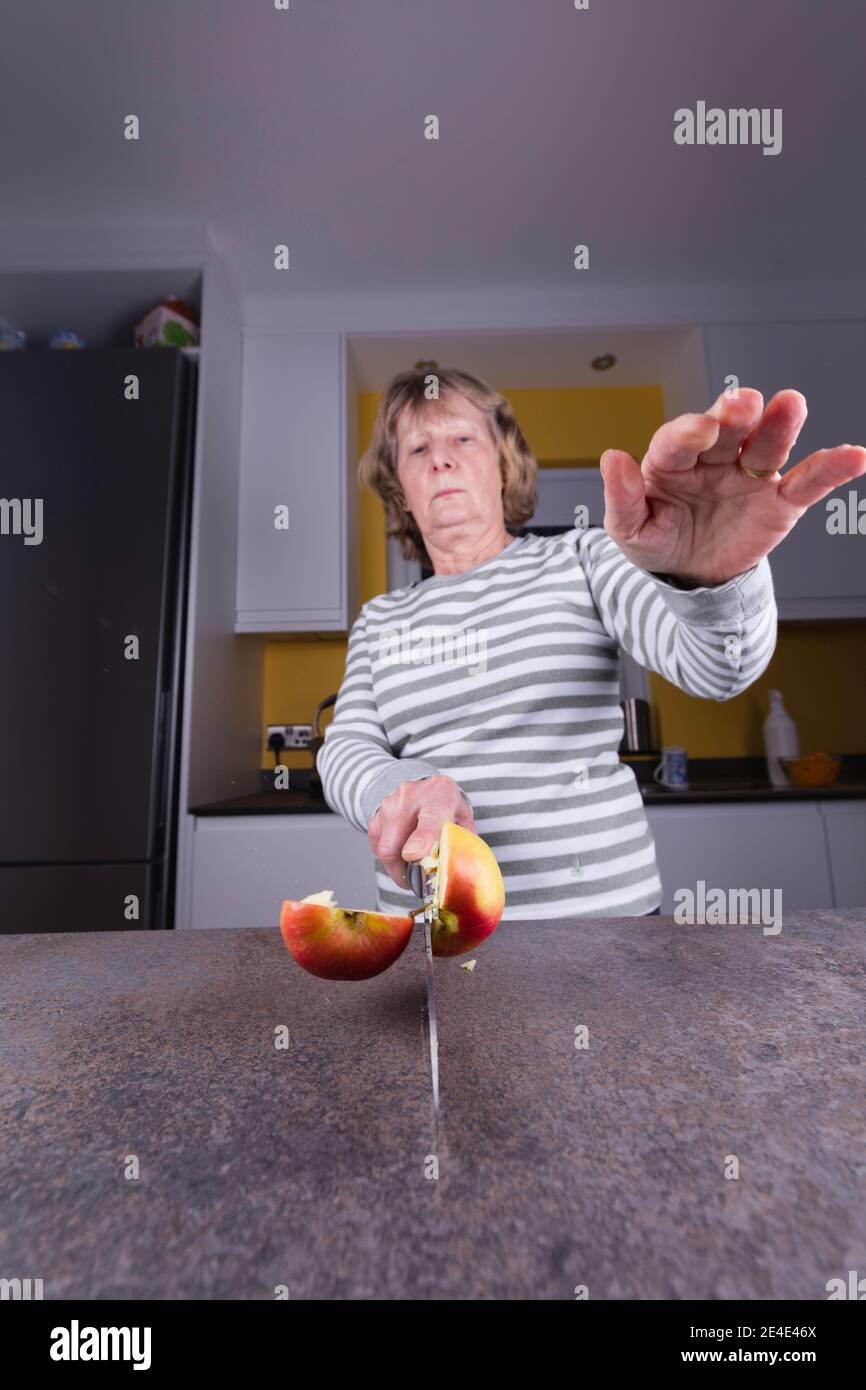 Chopping an apple in half. Wide angle lens at 1/2000th of a second ...