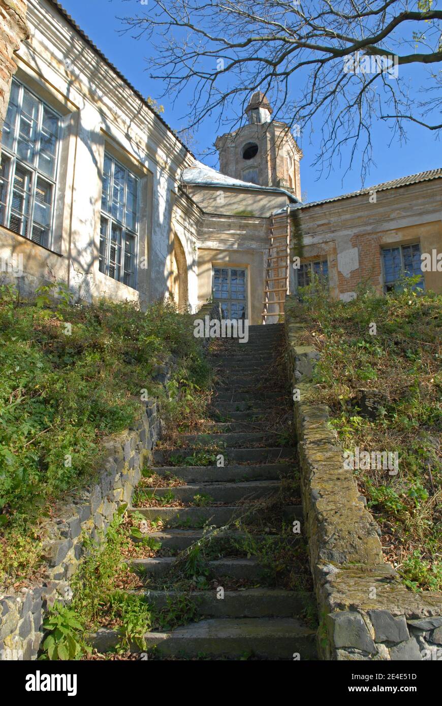 Olyka castle - details. Blue sky in background. Vertical composition ...