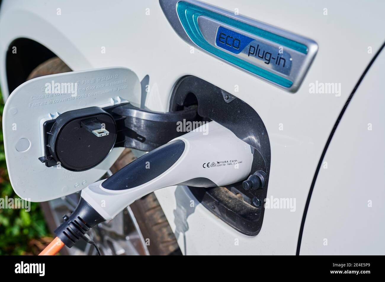 Berlin, Germany - March 14, 2020: View to the charger of an eco ...