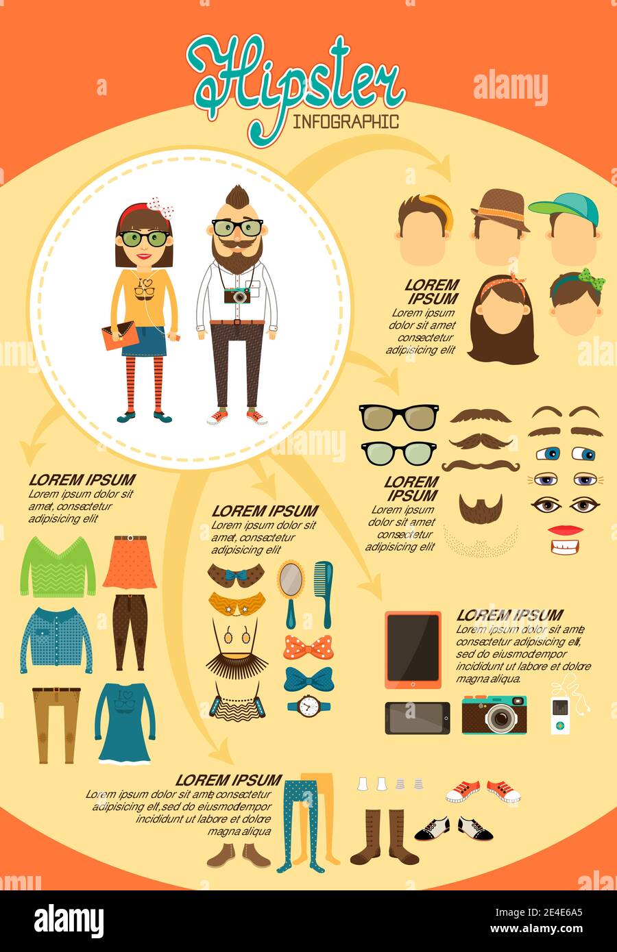 Hipster infographics with fashion design elements for vintage ...