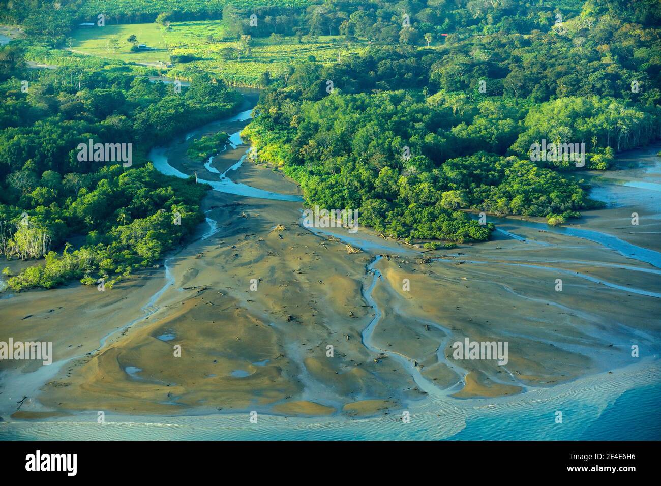 River in tropic Costa Rica, Corcovado NP. Lakes and rivers, view from ...