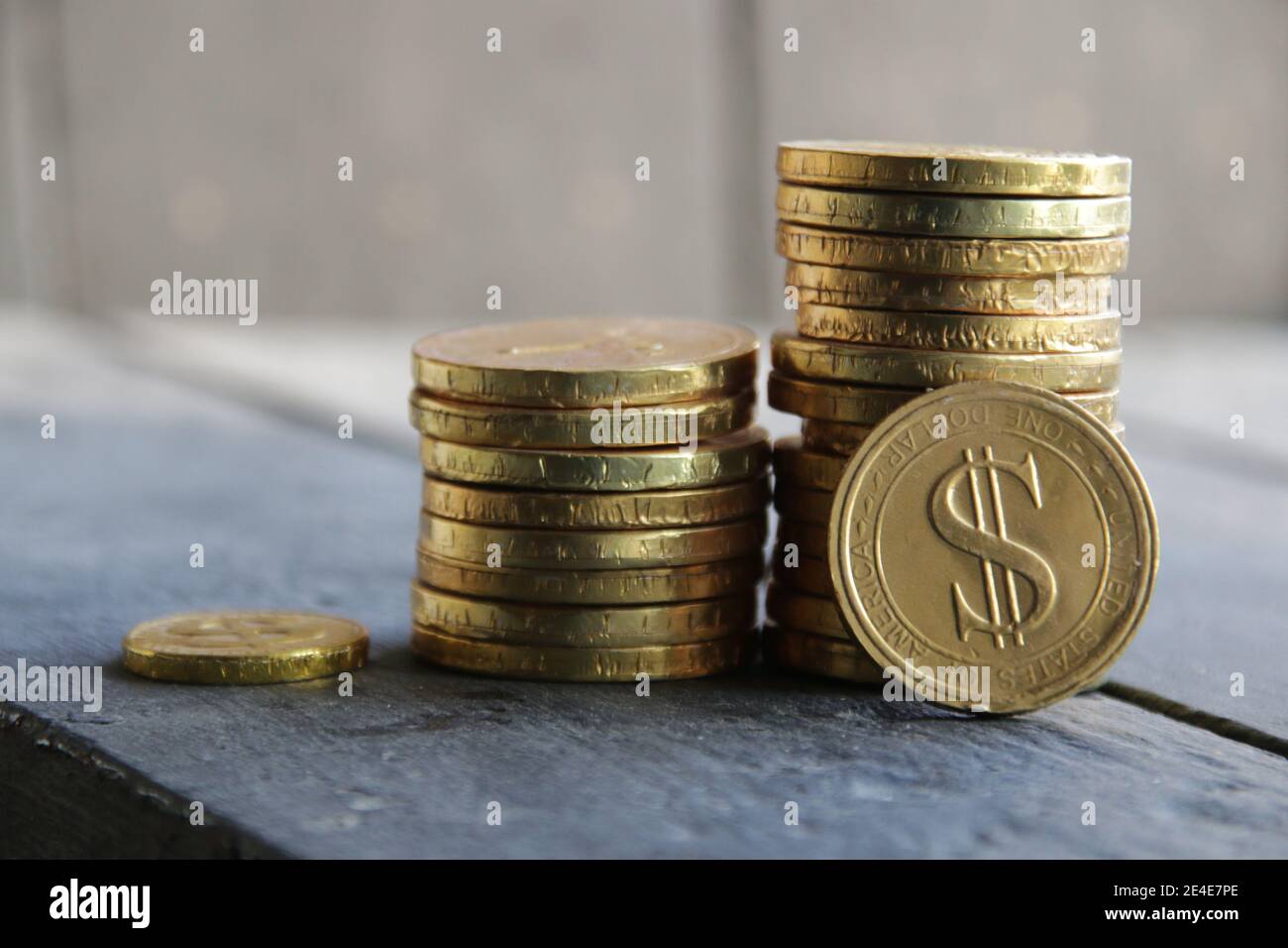 Profit growth concept. Graph of increasing income from gold coins Stock ...