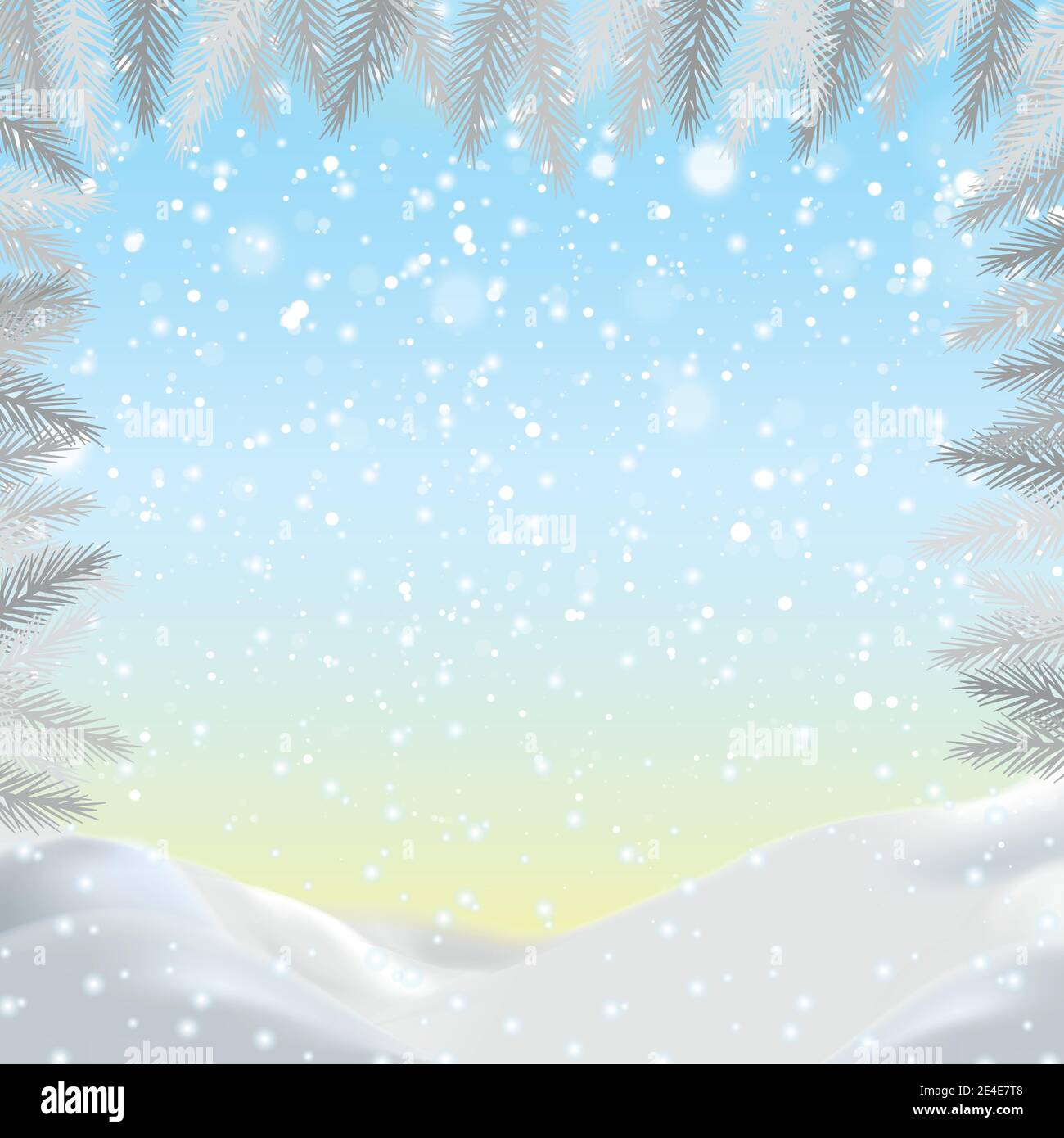 Snowdrifts on a background of blue sky with falling snow - illustration ...