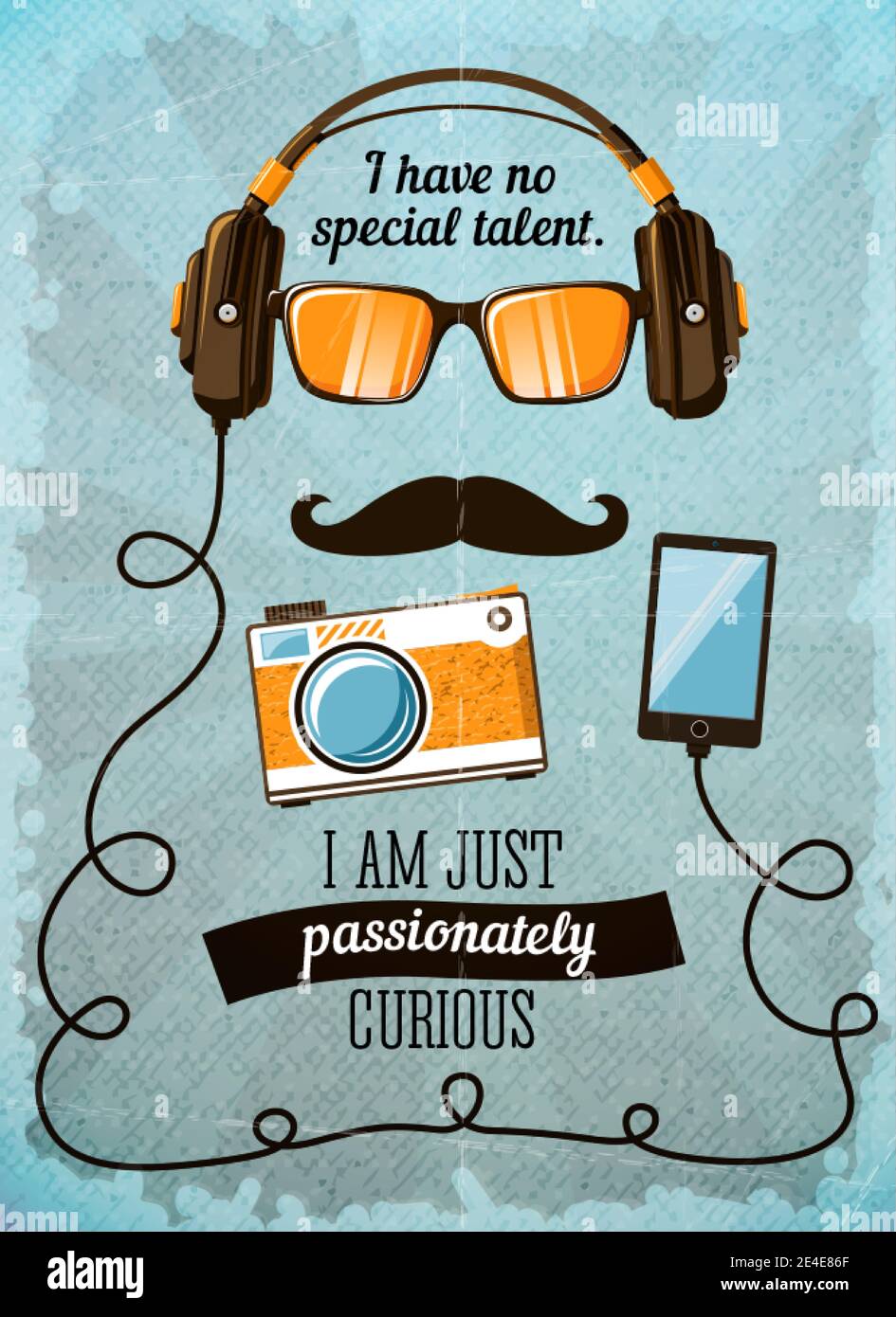Hipster poster with vintage accessories and items vector illustration ...
