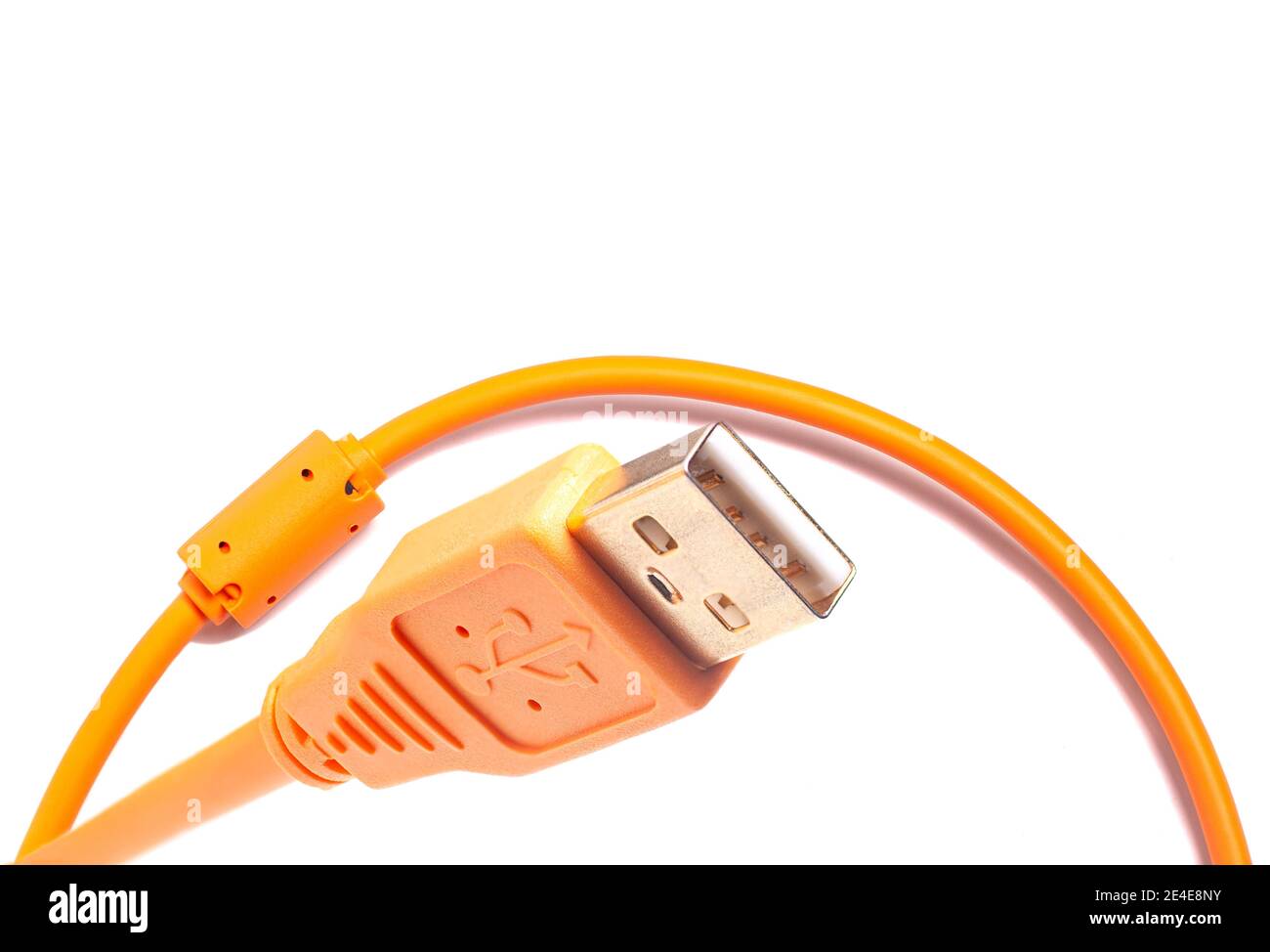 Orange USB cable isolated on white background Stock Photo - Alamy