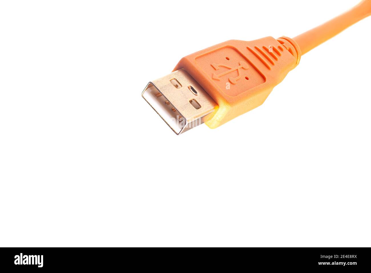 Orange USB cable isolated on white background Stock Photo - Alamy