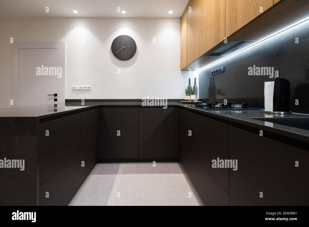 Interior of modern kitchen with built-in appliances in a house Stock ...