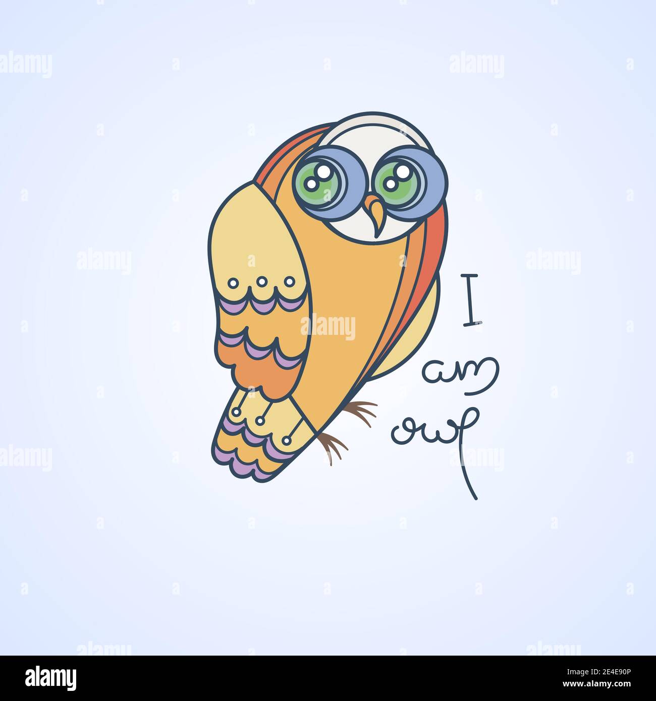 I am owl logo. Doodel isolated emblem design. Kids education symbol. Vector illustration Stock ...