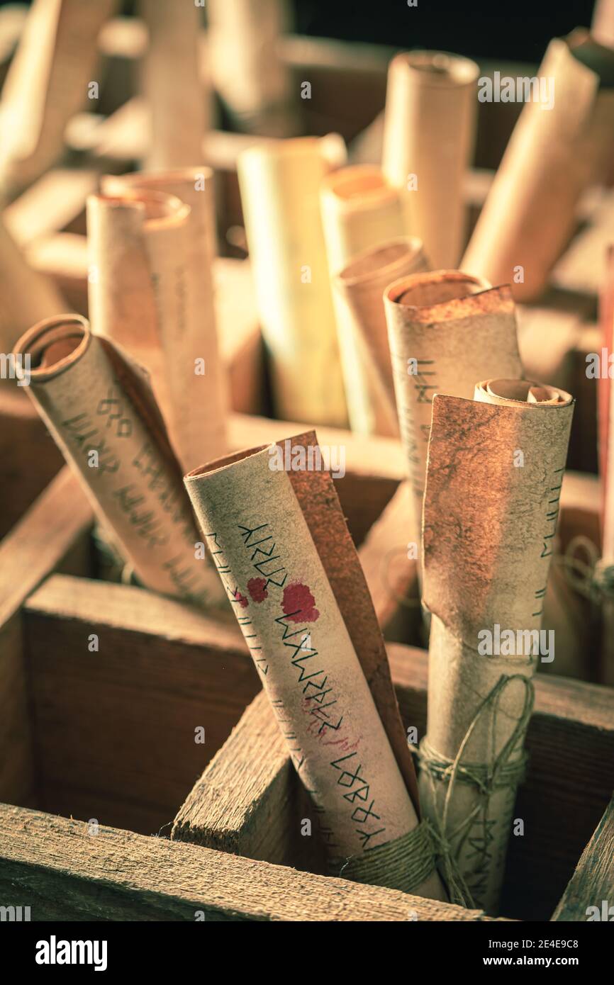 Ancient papyrus scrolls library hi-res stock photography and images - Alamy