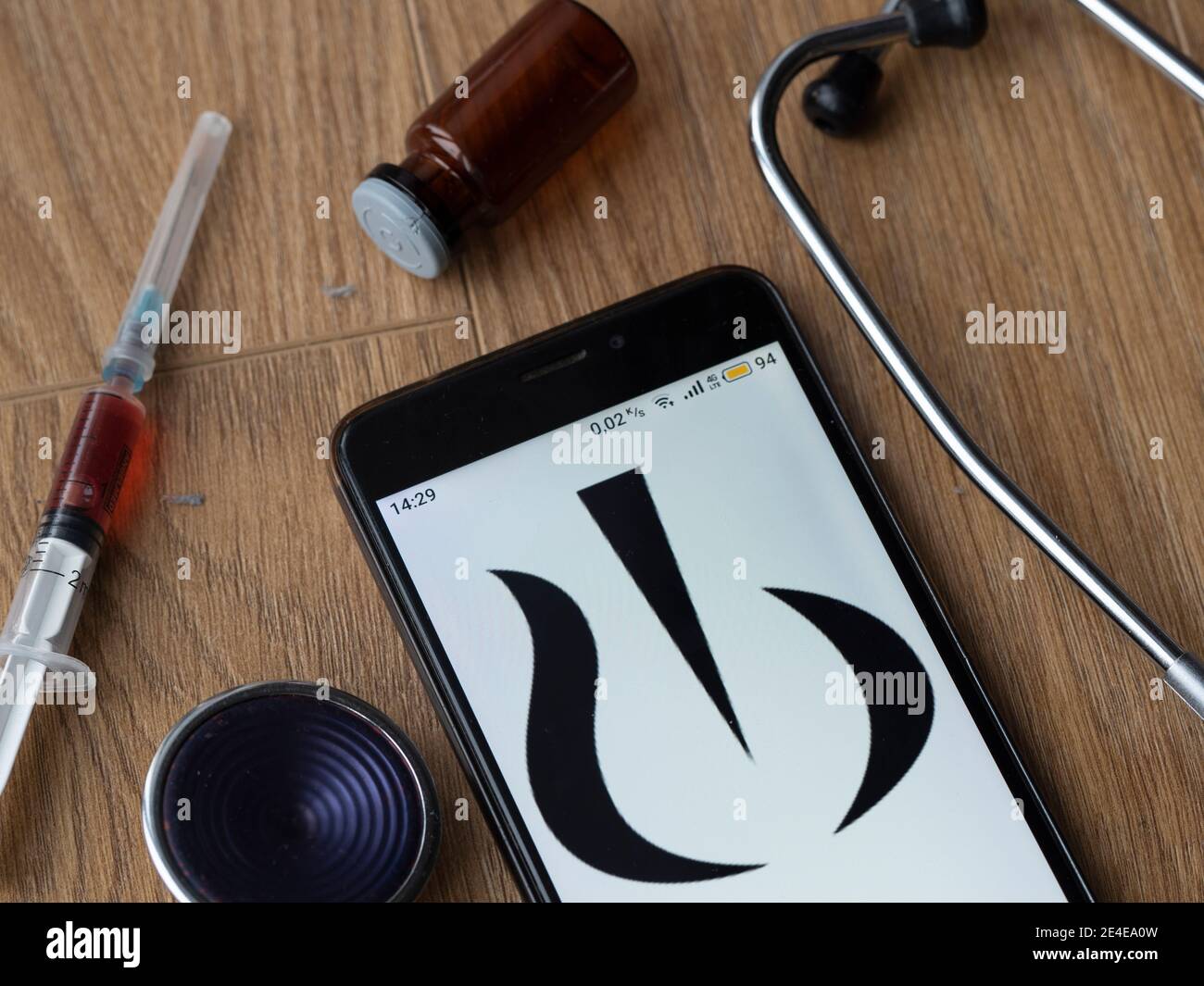 In this photo illustration a Novartis logo seen displayed on smartphone ...