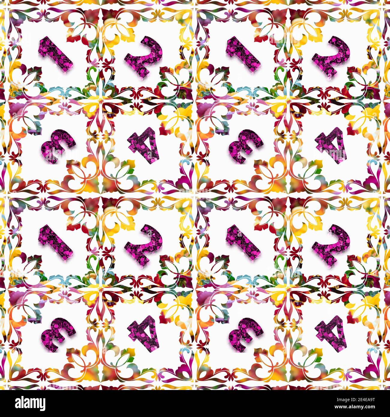 3d illustration of alphabets counting letters pattern texture glitter ...