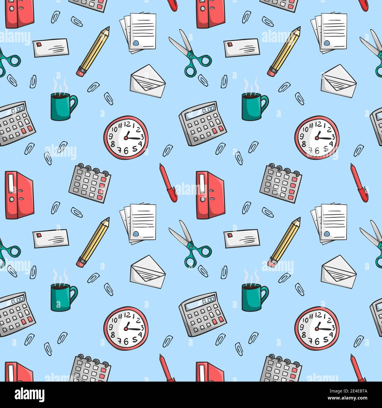 Seamless office stationery pattern background vector illustration Stock ...
