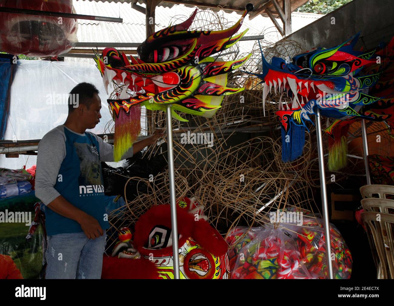 Bogor, Indonesia. 23rd Jan, 2021. A craftsmen maker of lion (Barongsai ...