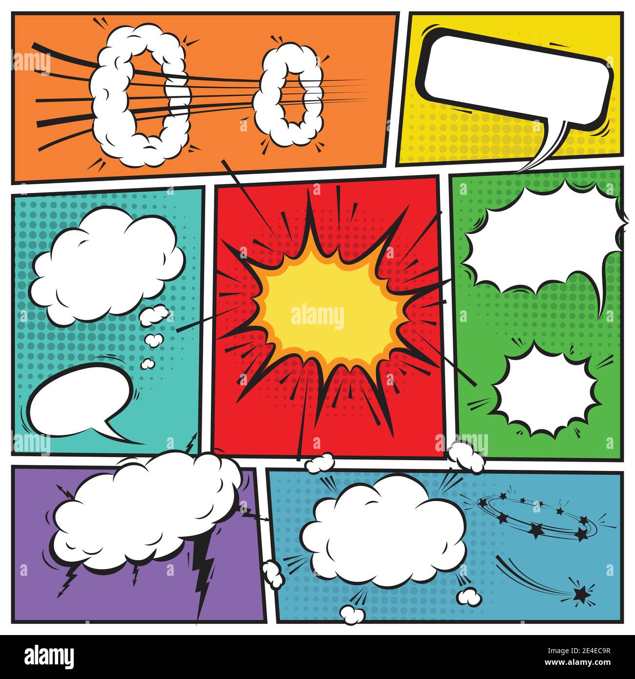 Comic speech bubbles and comic strip background vector illustration ...