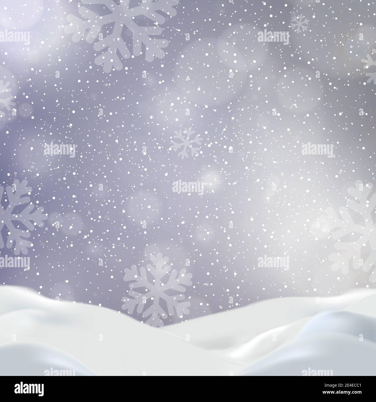 Snowdrifts on a background of blue sky with falling snow - illustration ...