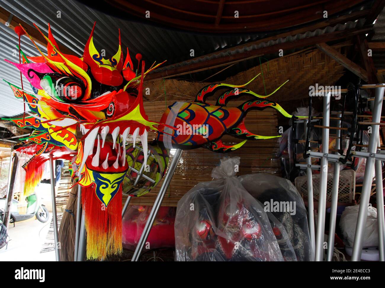 Bogor, Indonesia. 23rd Jan, 2021. A set of Liong (dragon) costume at ...