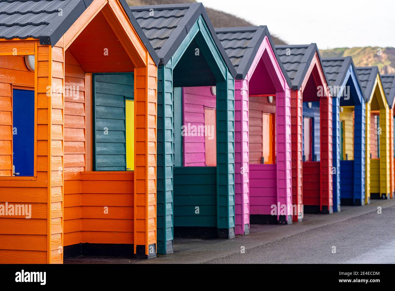 beach huts at saltburn-by-the-sea Stock Photo - Alamy