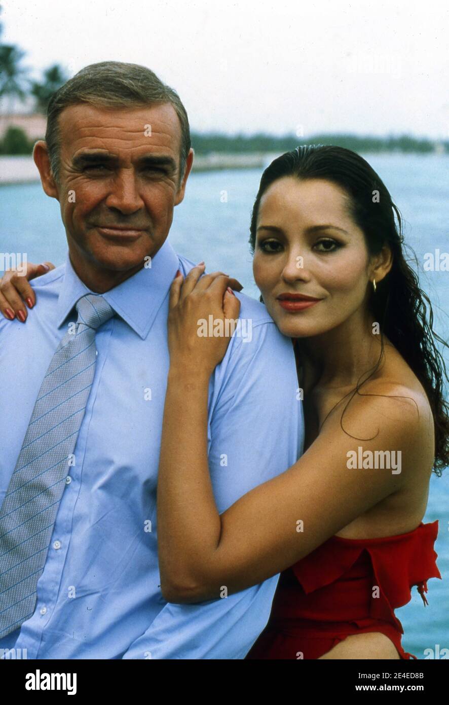 SEAN CONNERY as James Bond 007 and BARBARA CARRERA posed publicity ...