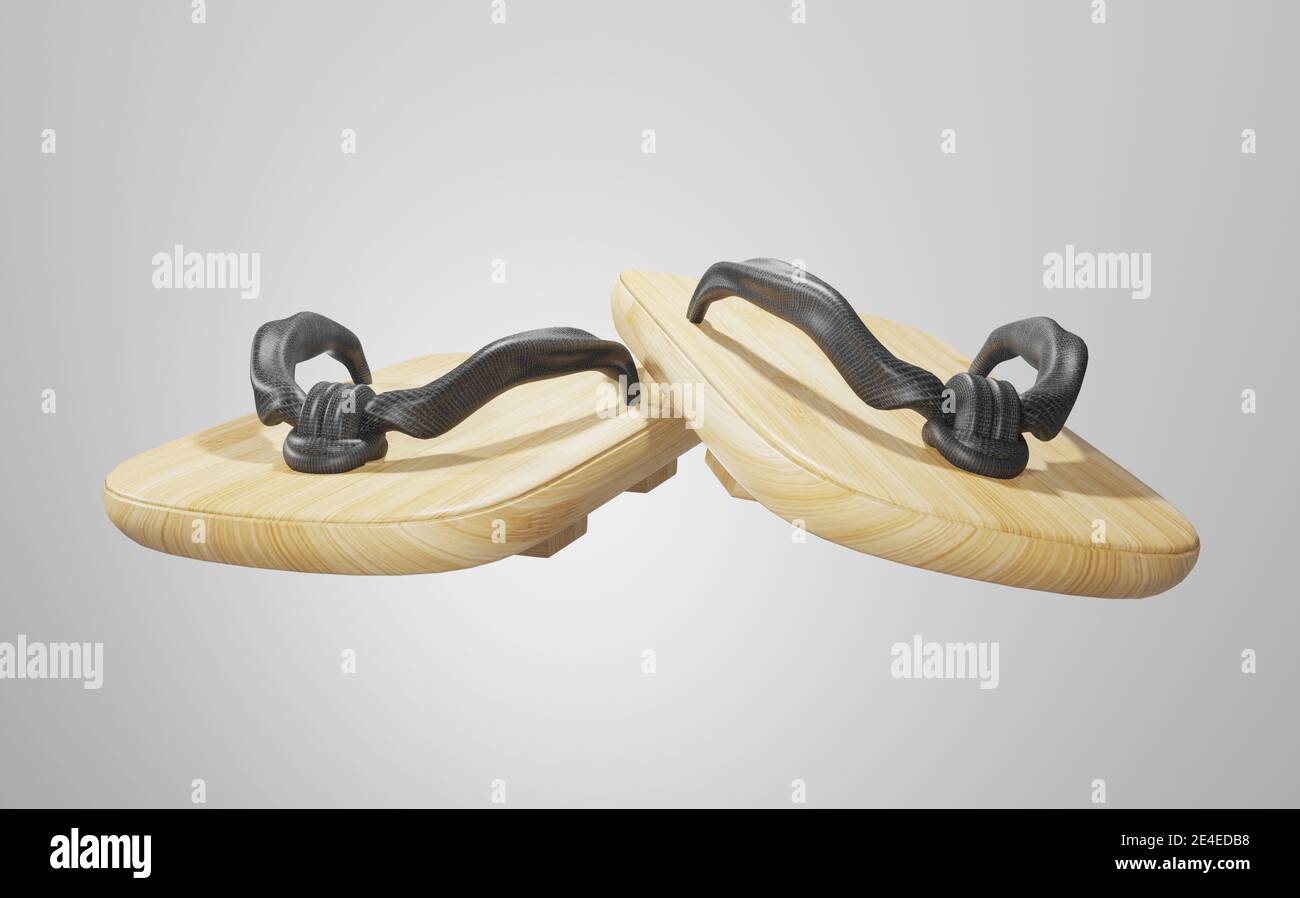 Traditional japanese sandals Geta. 3D rendering Stock Photo - Alamy