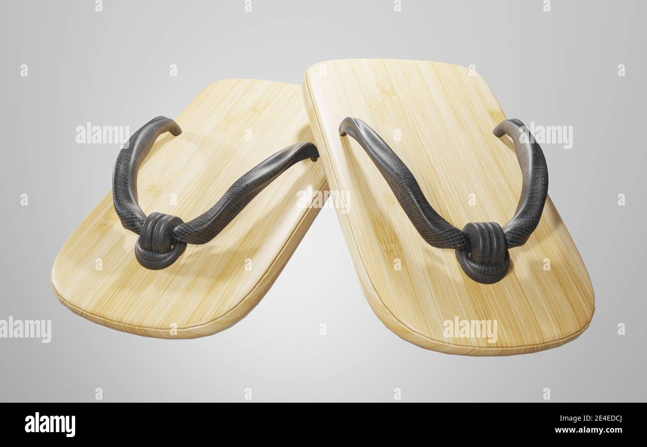 Traditional japanese sandals Geta. 3D rendering Stock Photo - Alamy