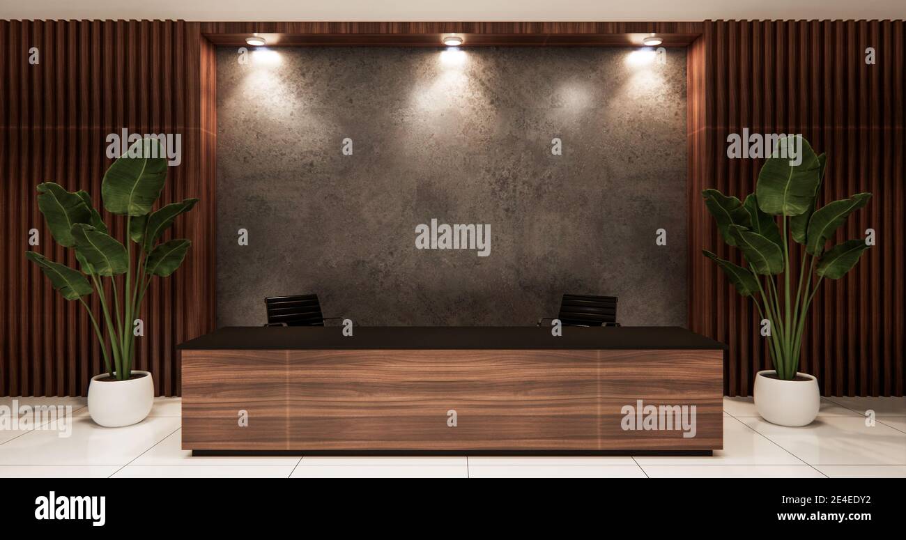 Loft scene office Desk standing in office. 3d rendering Stock Photo - Alamy