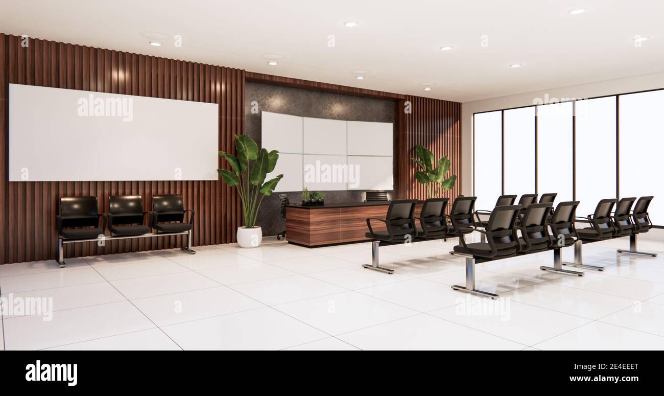 waiting room interior on office design.3D rendering Stock Photo - Alamy