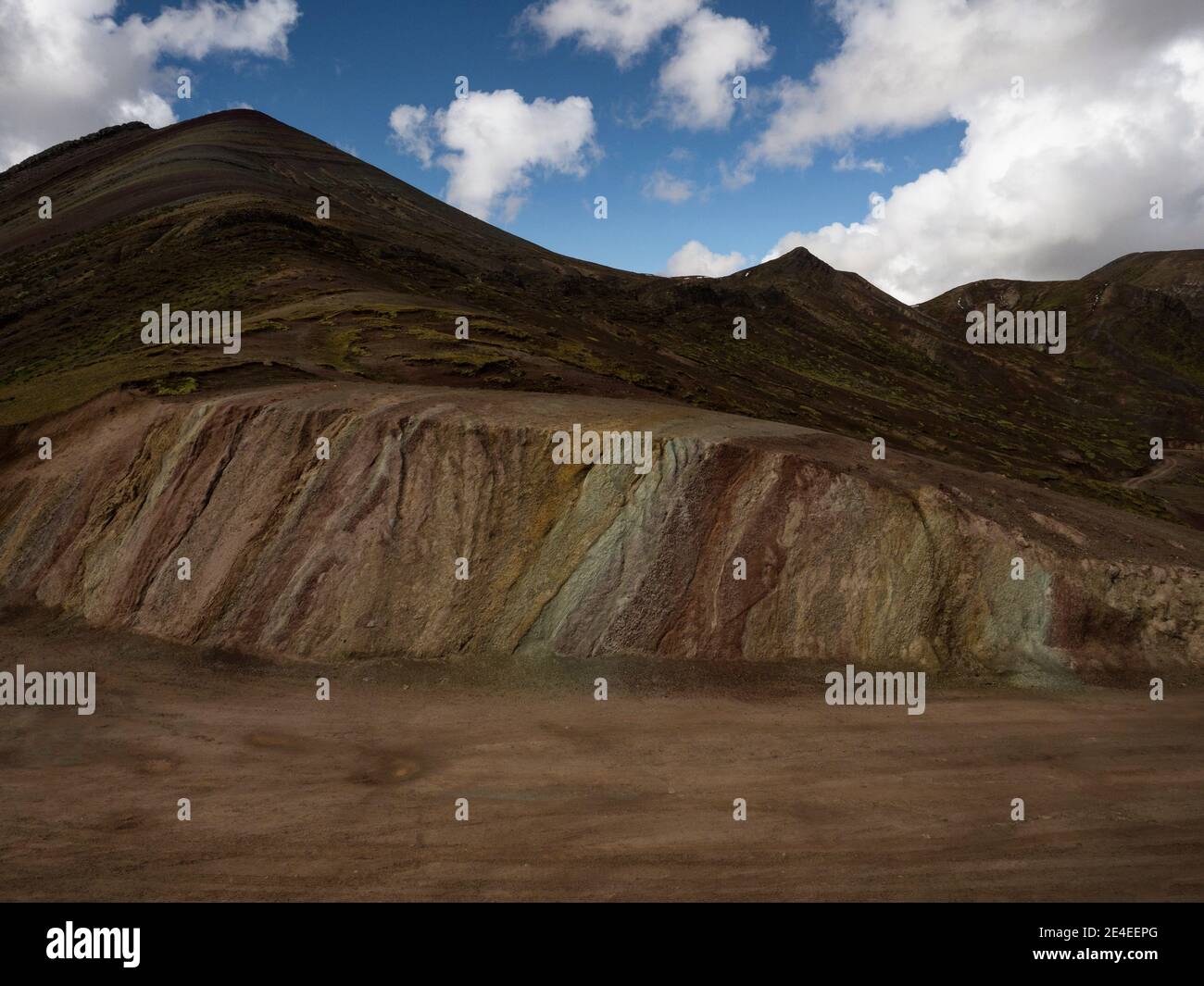 Panorama landscape view of Cordillera de Arcoiris colorful Palccoyo ...