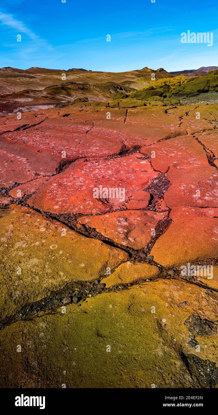 Amazing Icelandic landscape of colorful volcanic caldera Askja, in the ...