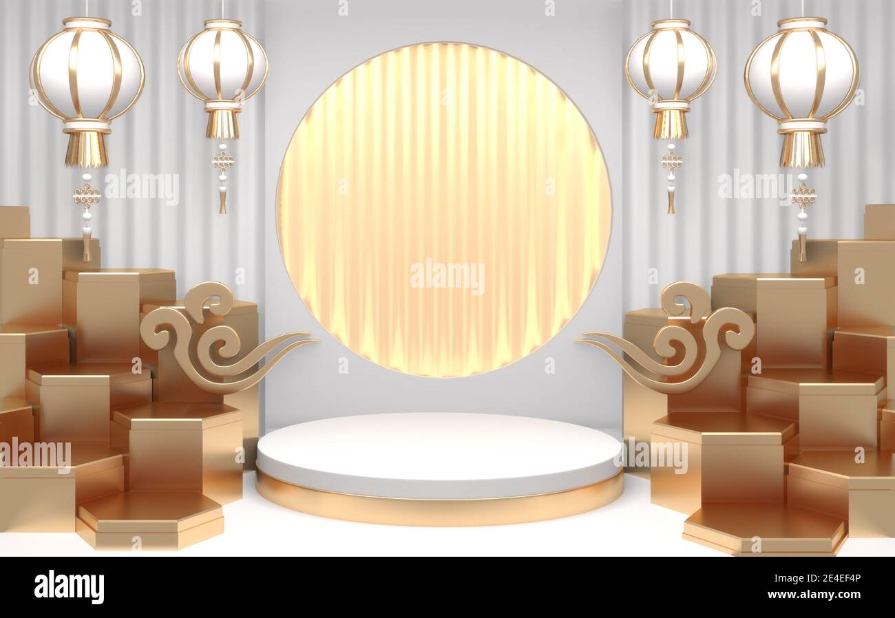 Chinese podium minimal geometric, podium Chinese traditional.3D ...