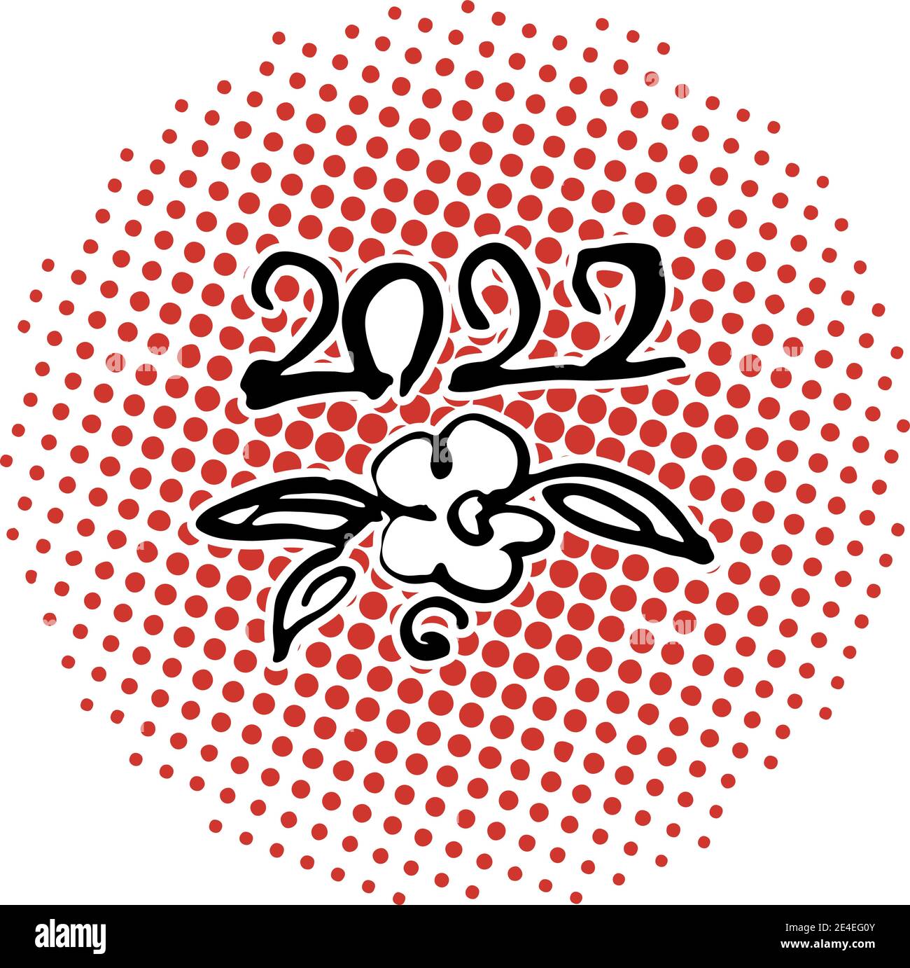 2022 Year. Hand lettering grunge card with textured handcrafted doodle ...