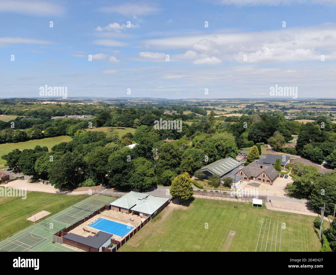 aerial view of a rural school set in beautiful countryside Stock Photo ...