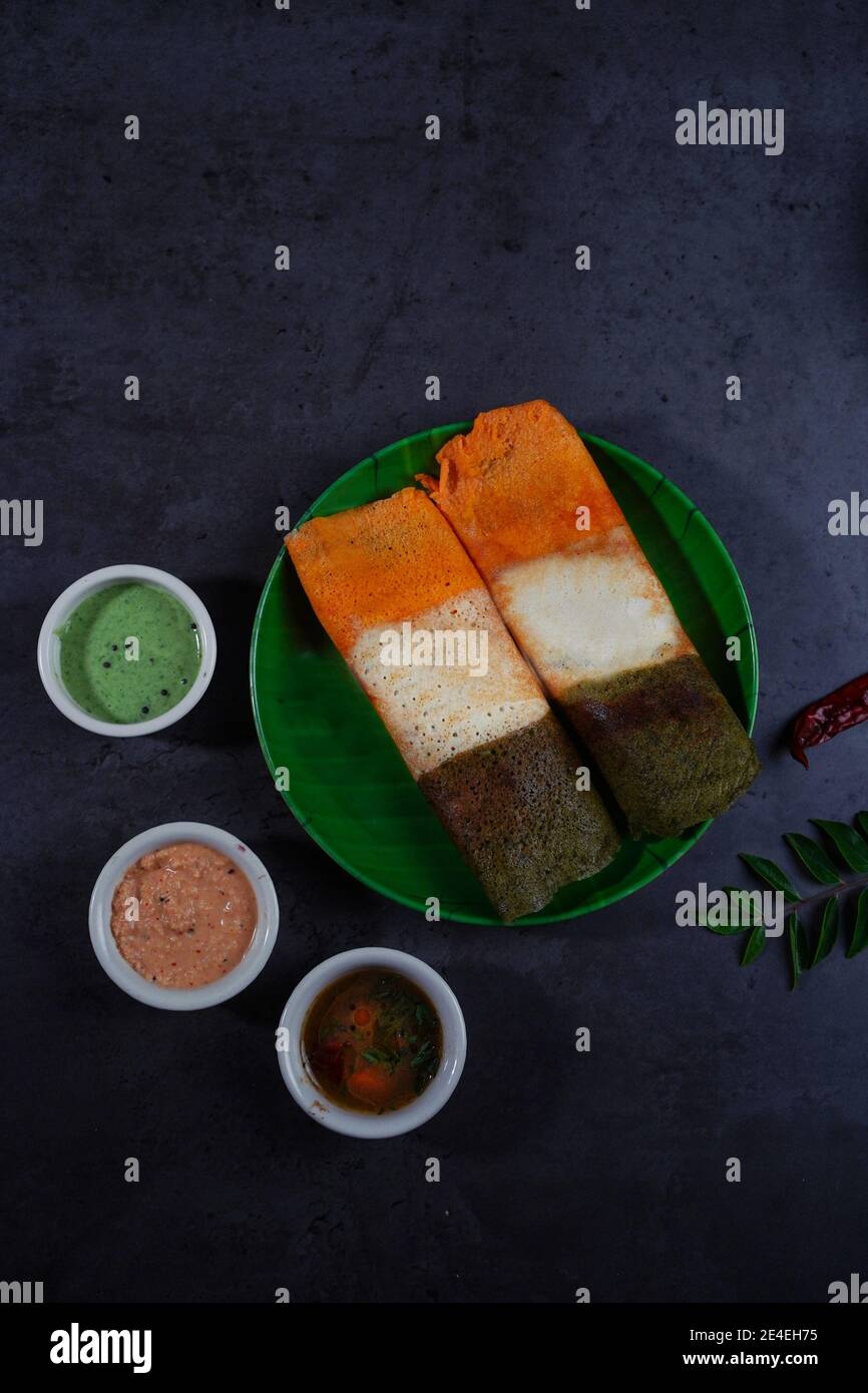 Tri color or Tri colour Dosa - Indian flag color food for republic and ...