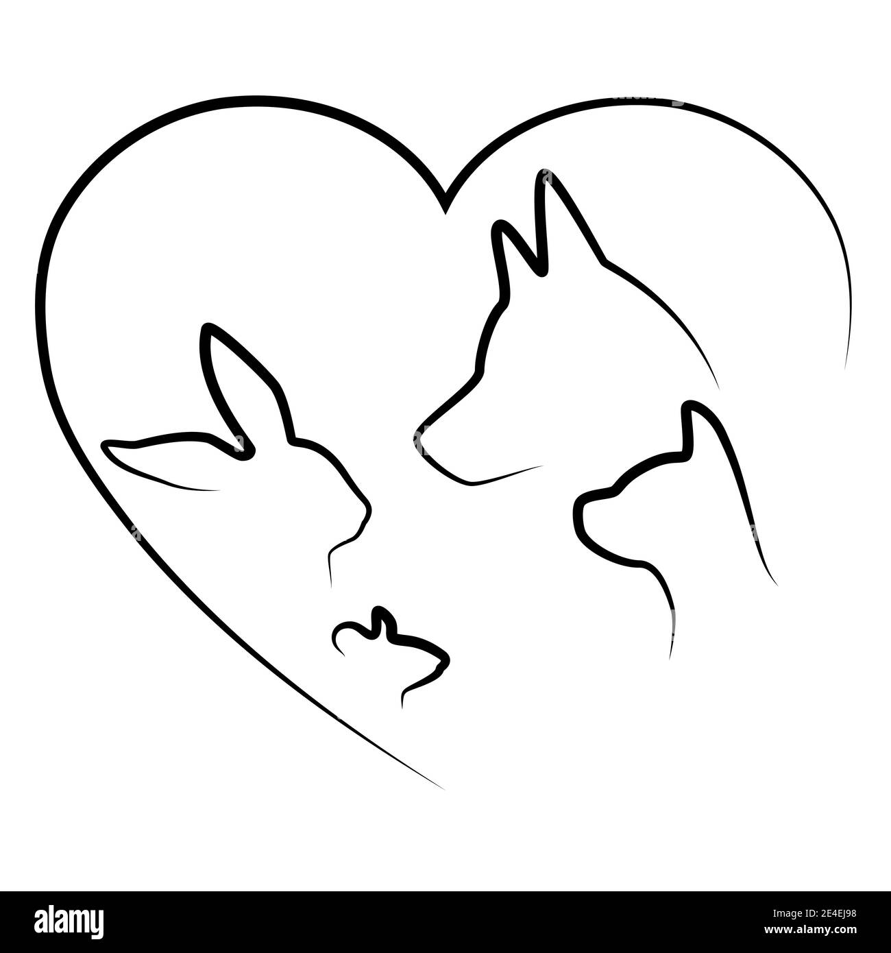 Heart and animals, vet logo, sticker label Stock Vector Image & Art - Alamy