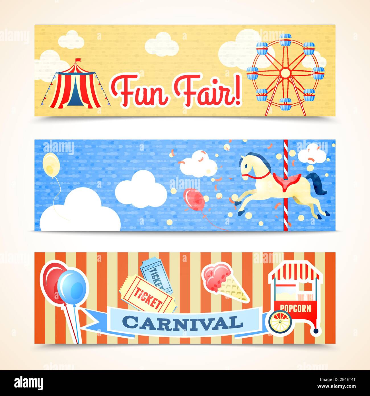Vintage retro carnival fun fair vertical banners isolated vector ...