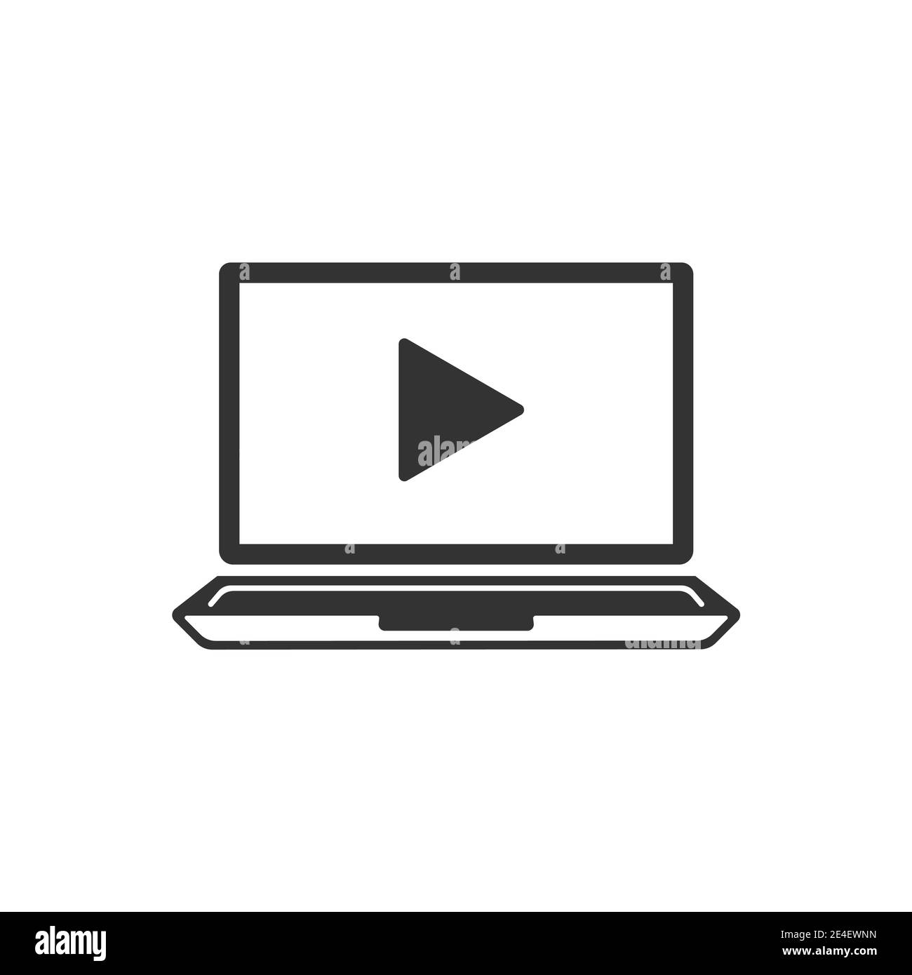 Laptop icon with play icon. turn on and play movies and videos Stock ...