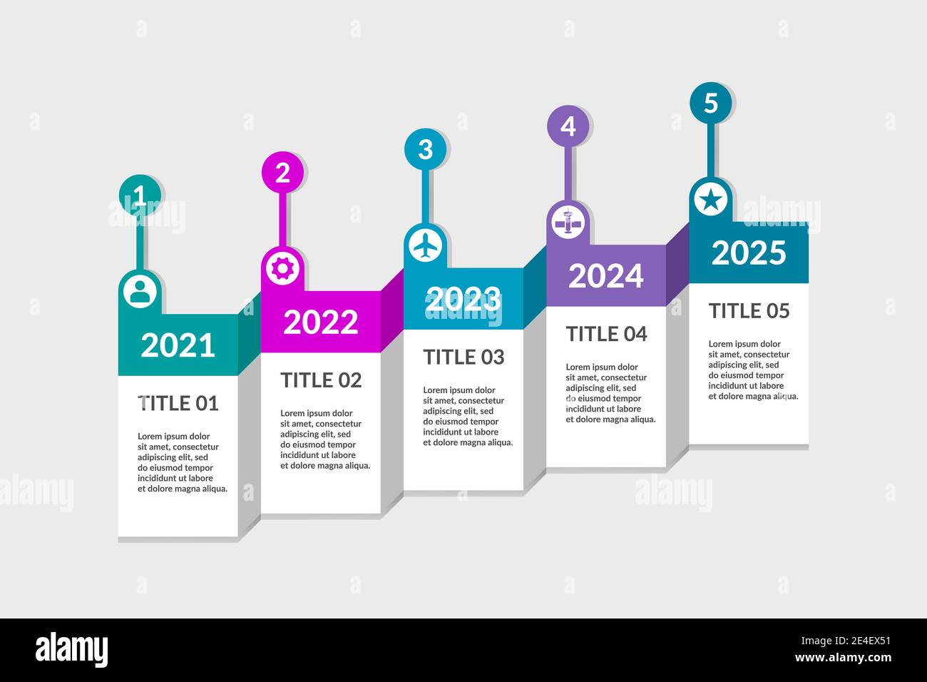 Timeline infographic with 5 options. Business plan concept. Chart ...