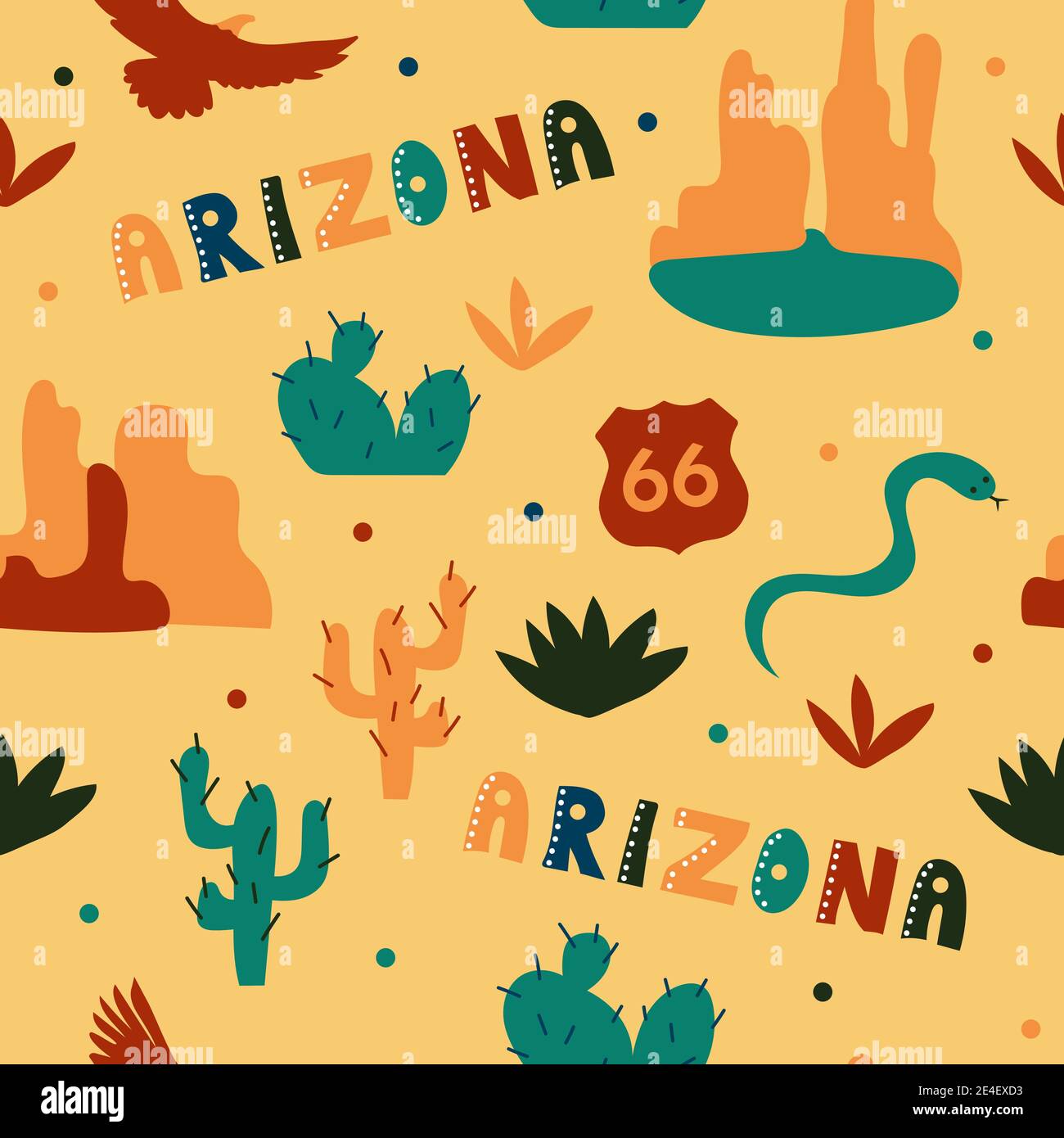 USA collection. Vector illustration of Arizona theme. State Symbols ...