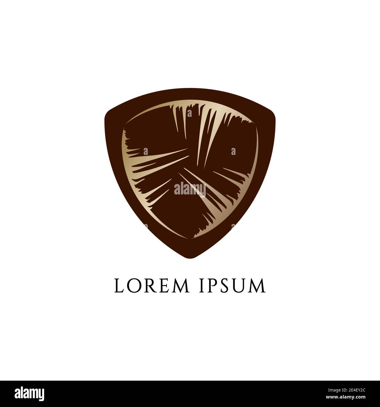 Decorative metallic military shield isolated on white background. Sharp ...