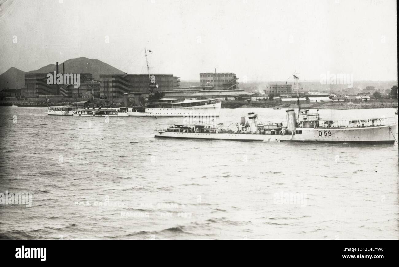 Vintage c.1920's photograph: British Royal Navy ships, HMS Carlisle ...