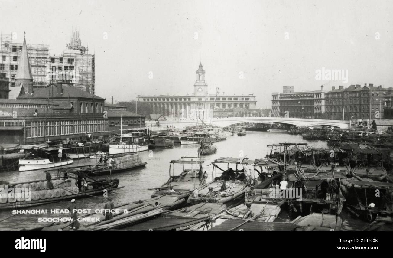 Vintage c.1920's photograph: Shanghai post office and Soochow creek ...