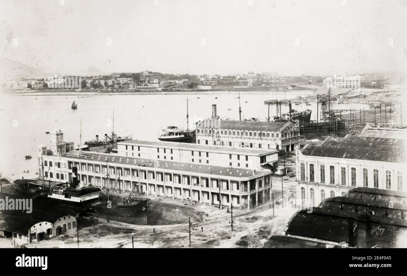 Vintage c.1920's photograph: British Royal Navy dockyard, Kowloon Hong ...