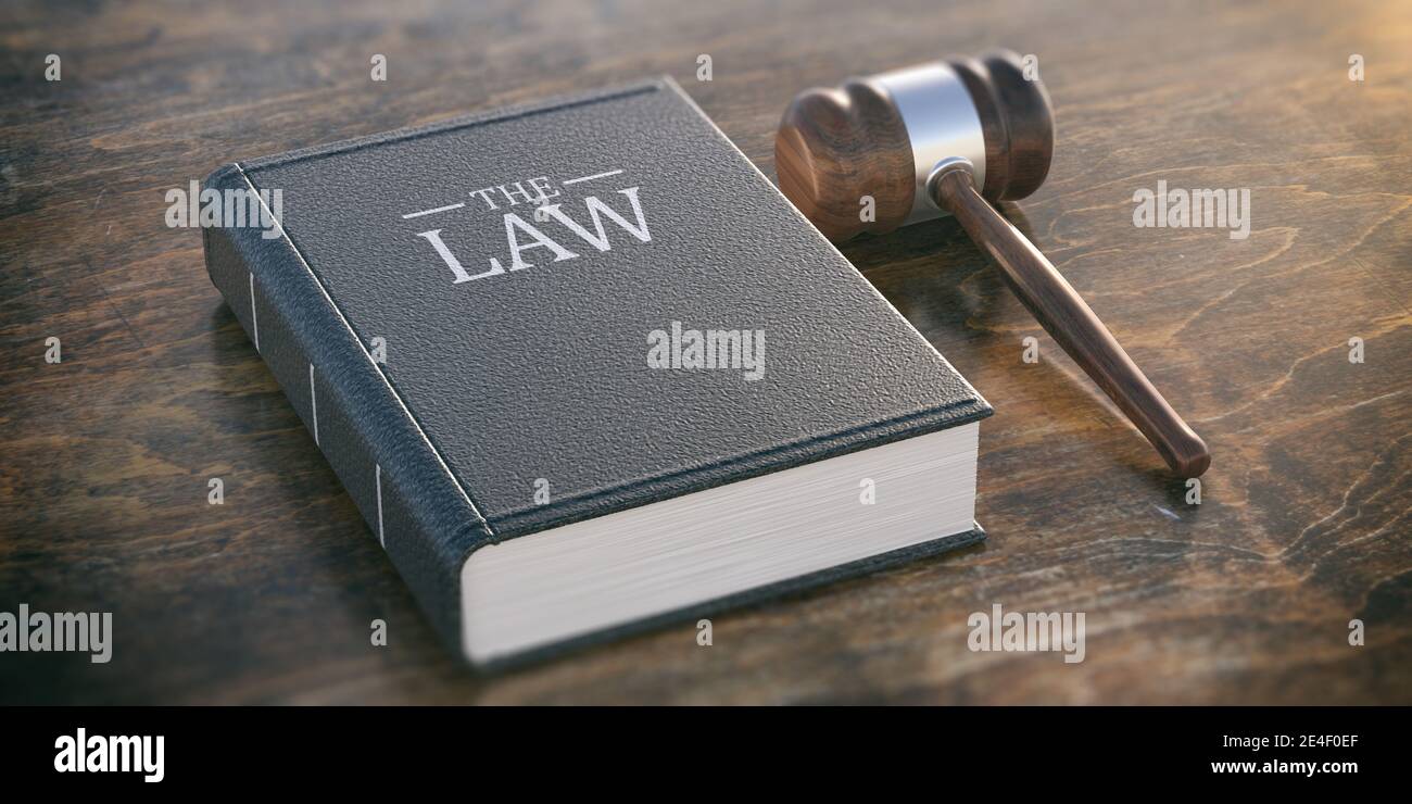 Law school, justice legislation concept. The LAW text on hard cover ...