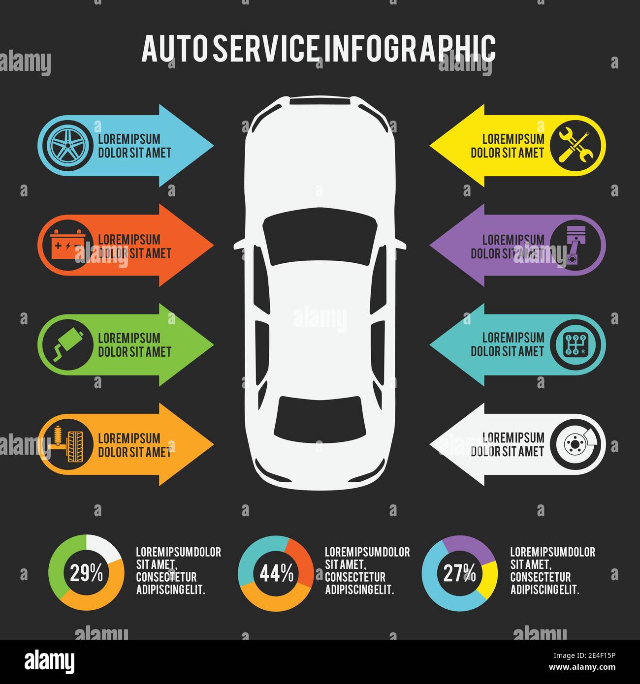 Auto mechanic car service infographic template with charts and ...