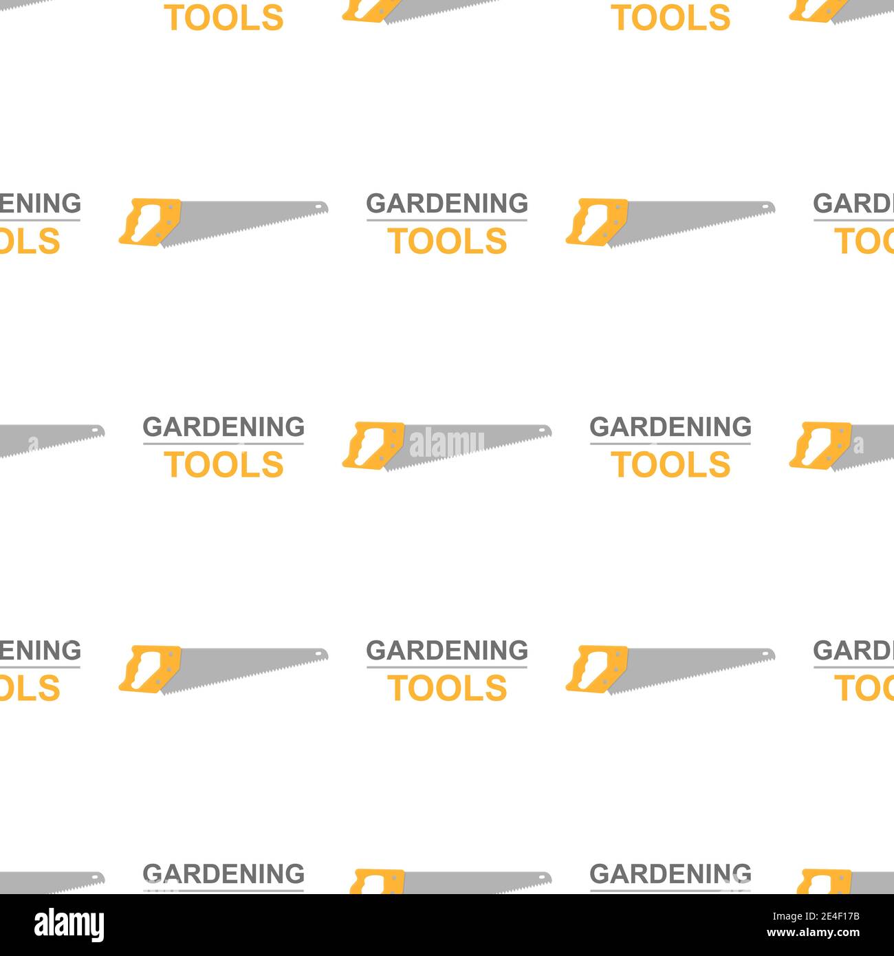 Seamless pattern with cartoon hand saws on white background. Gardening ...