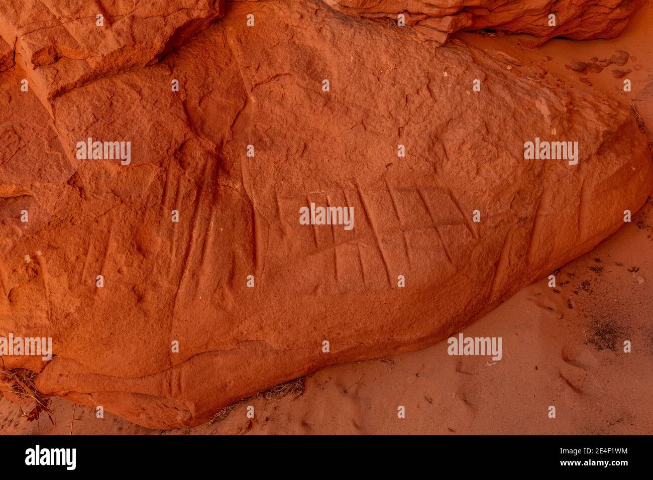 Ancient parallel marks of unknown meaning on a cave wall at White ...
