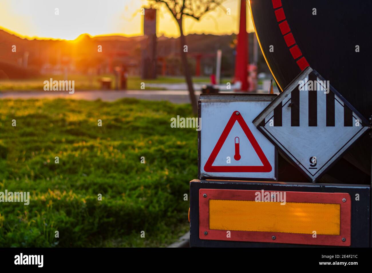 High temperature liquid hazard and miscellaneous hazard label on ...